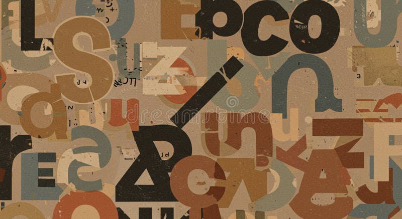 Collage of Overlapped Letters in Various Fonts and Sizes, Creating an ...