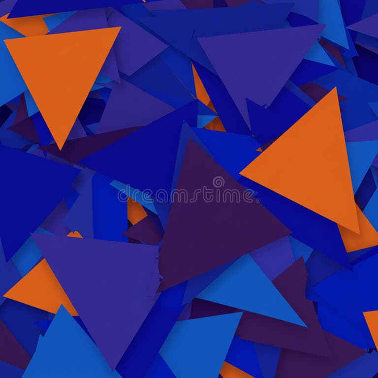 A Collage of Overlapping Orange and Various Blue-toned Triangles ...