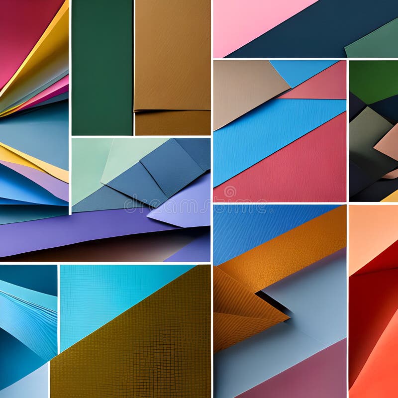 A Collage of Overlapping Paper Textures in Various Colors and Patterns5 ...