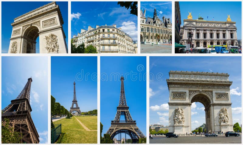 The Collage of Paris Photos Collection Editorial Stock Photo - Image of ...