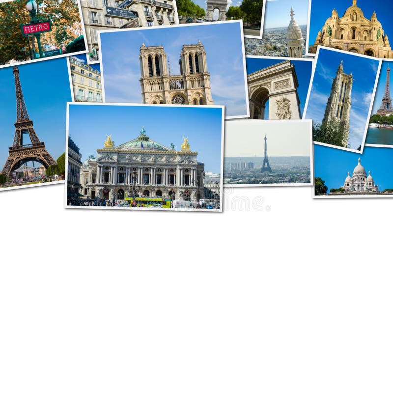 The Collage Of Paris Photos Collection Stock Photo - Image of monument ...