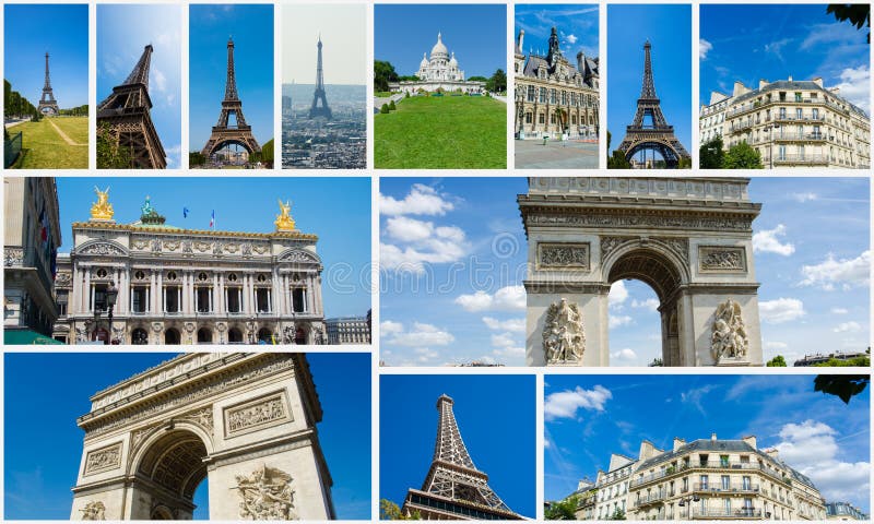 The Collage of Paris Photos Collection Stock Photo - Image of dame ...