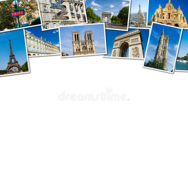 The Collage of Paris Photos Collection Stock Photo - Image of european ...