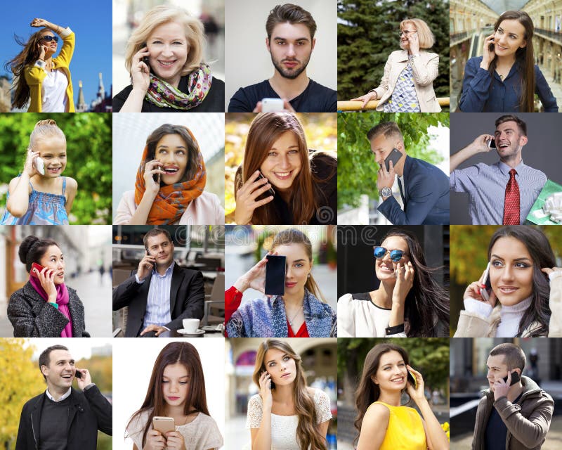Collage People Calling by Phone Stock Image - Image of face, elderly ...