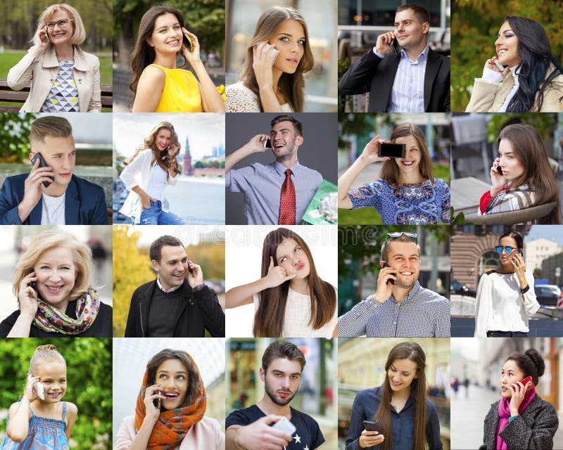 Collage People Calling by Phone Stock Image - Image of autumn, girl ...