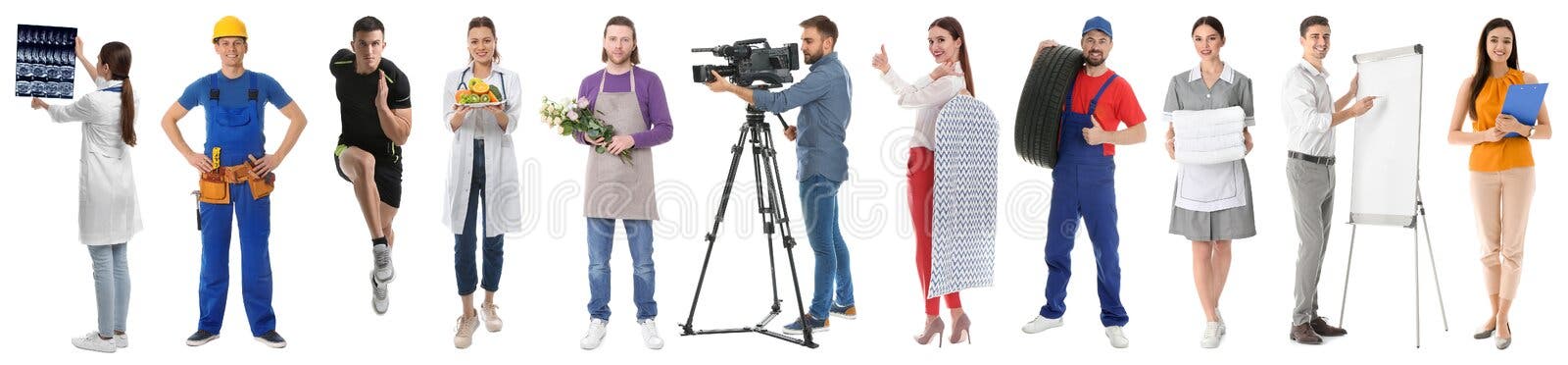 Collage with People of Different Professions on Background. Banner ...
