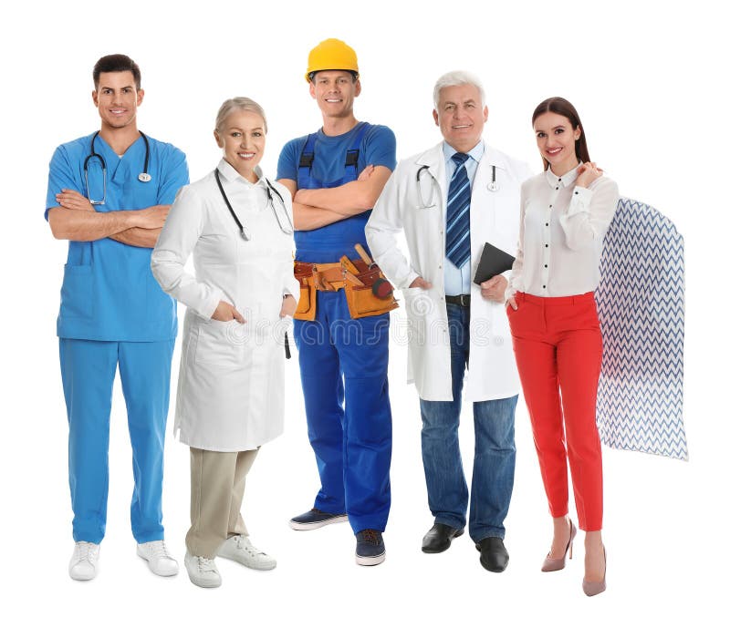 Collage of People with Different Professions on Background Stock Photo ...