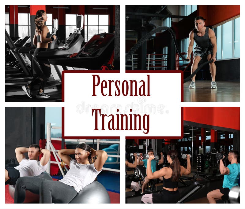 Collage of People in Gym and Text Personal Training Stock Image - Image ...