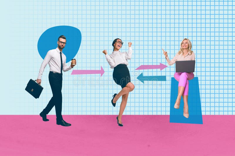 Collage of People Office Tools Arrow Chart Symbolizing Business Growth ...