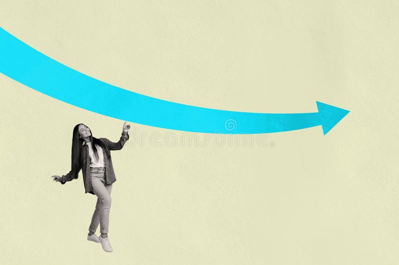 Collage of People Office Tools Arrow Chart Symbolizing Business Growth ...