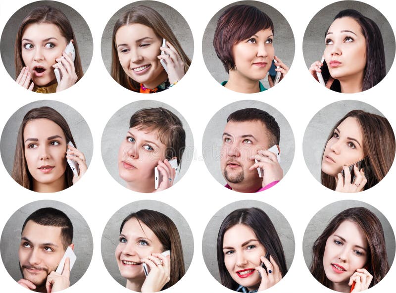 Collage of People Speak on the Phone Stock Photo - Image of phone ...
