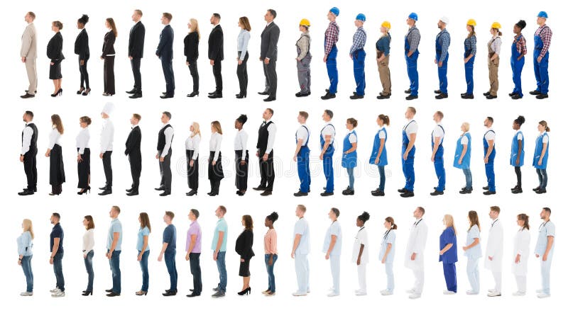 Collage of People Standing in Line Stock Photo - Image of isolated ...