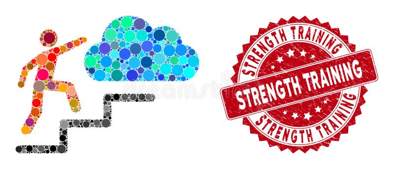 Collage Person Steps To Cloud with Textured Strength Training Seal ...