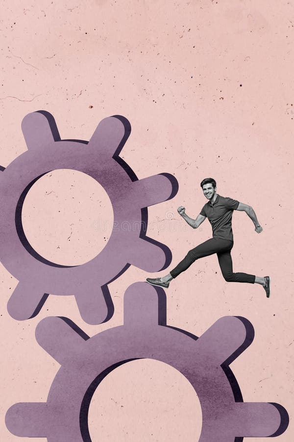 Collage of Person Working with Gears Symbolizing Teamwork Development ...