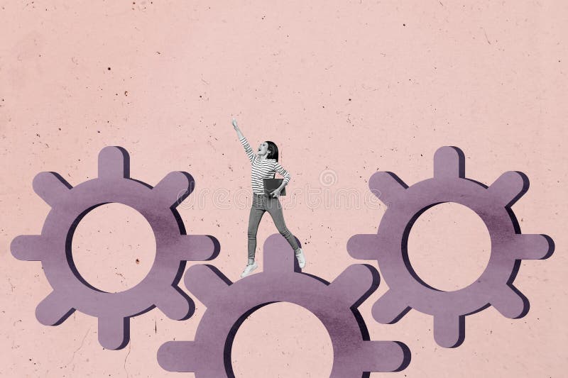 Collage of Person Working with Gears Symbolizing Teamwork Development ...