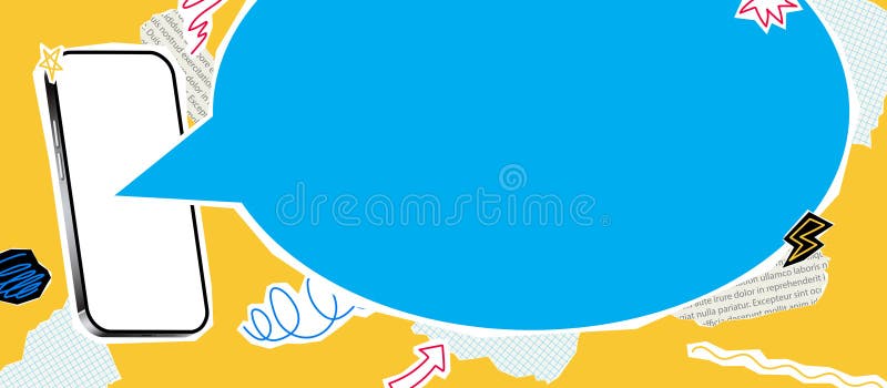 Collage with Phone and Speech Bubble Stock Illustration - Illustration ...
