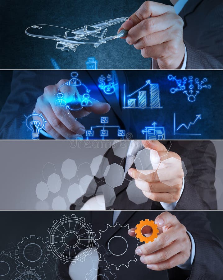 Collage Of Photo Business Strategy Stock Image - Image of icon ...
