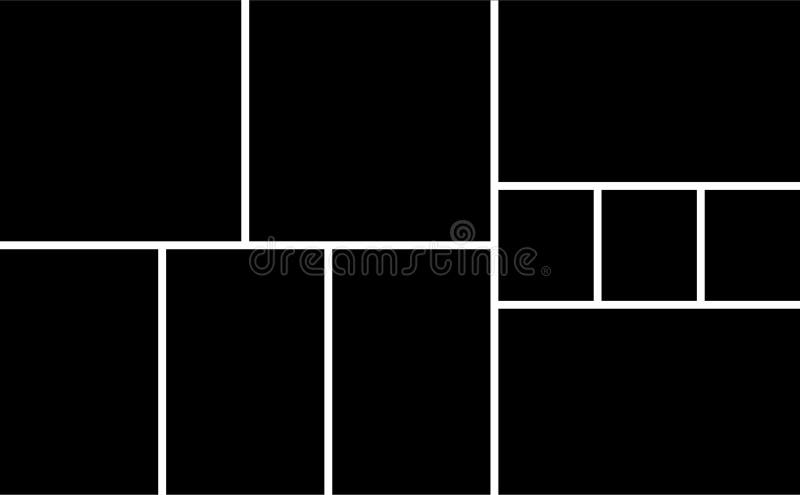 Collage Photo Frame Empty Gallery Mockup Background Stock Illustration ...