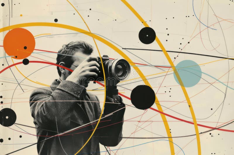 Collage with Photo. a Man with Photo Camera Stock Illustration ...