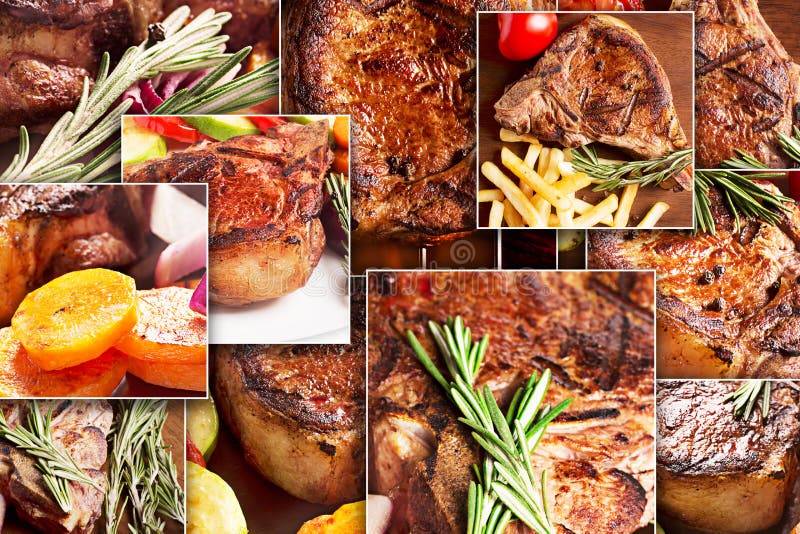 Collage from Photoes of Meat Stock Photo - Image of grill, herbs: 50465080