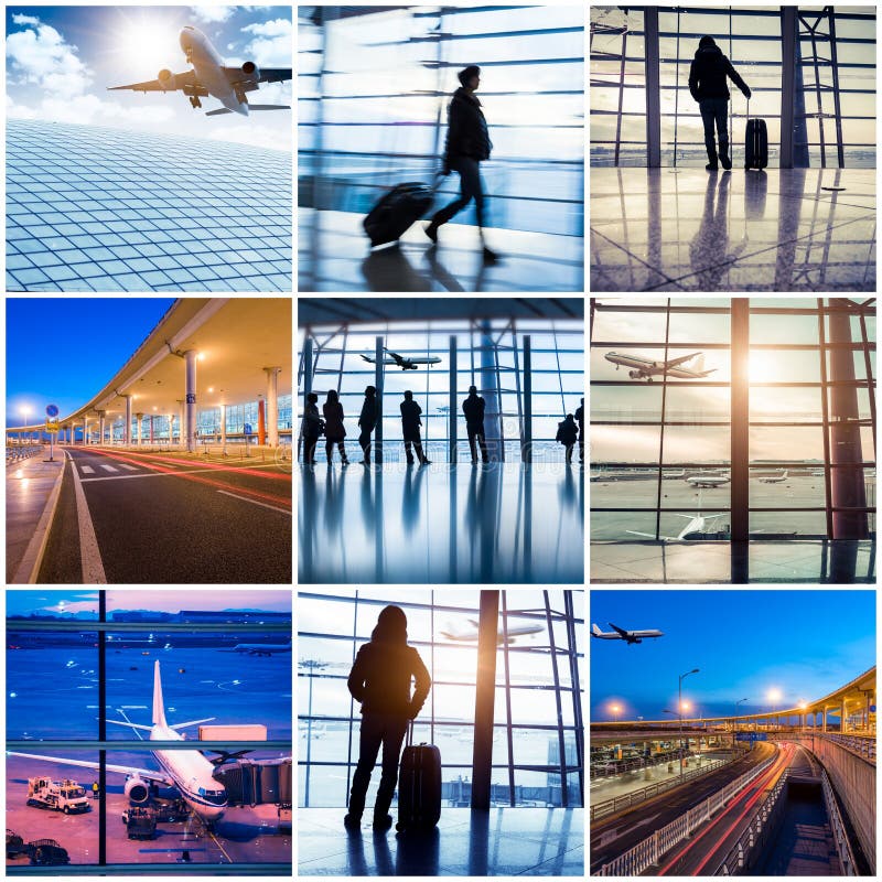 Collage of Photos with Airport in Beijing Stock Image - Image of modern ...