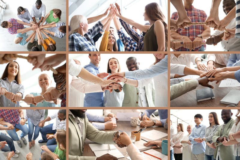Collage with Photos. Concept of Unity and Support Stock Image - Image ...