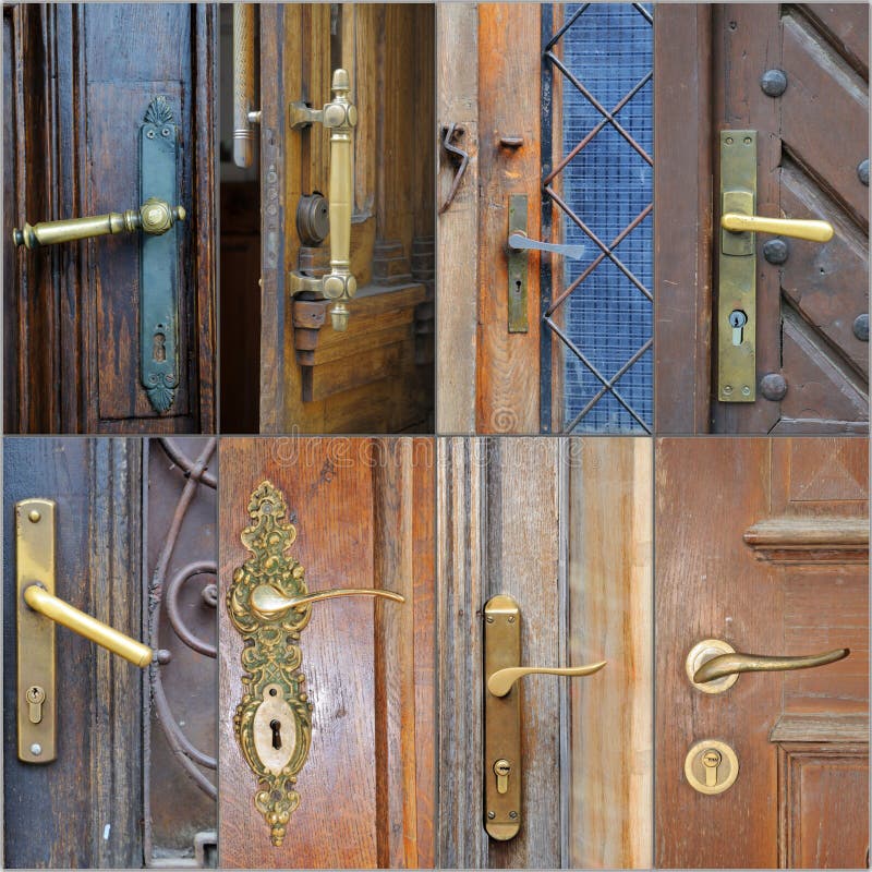A Collage of Photos on Door Handles Stock Image - Image of ancient ...