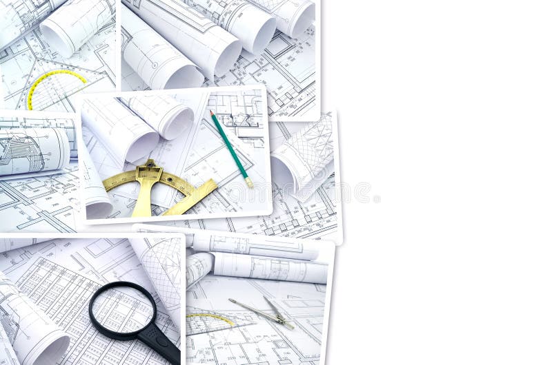 Collage of Photos of Drawings Stock Photo - Image of calculation, angle ...