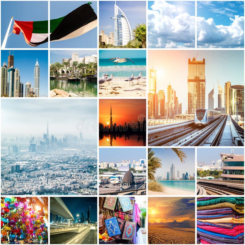 Collage of Photos from Dubai Stock Photo - Image of scene, city: 51019722