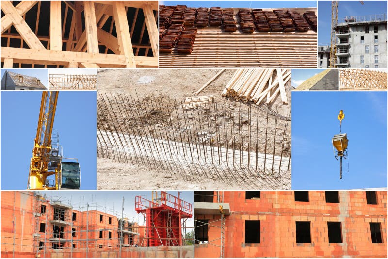 Collage of Photos of the Industry of Construction Stock Image - Image ...