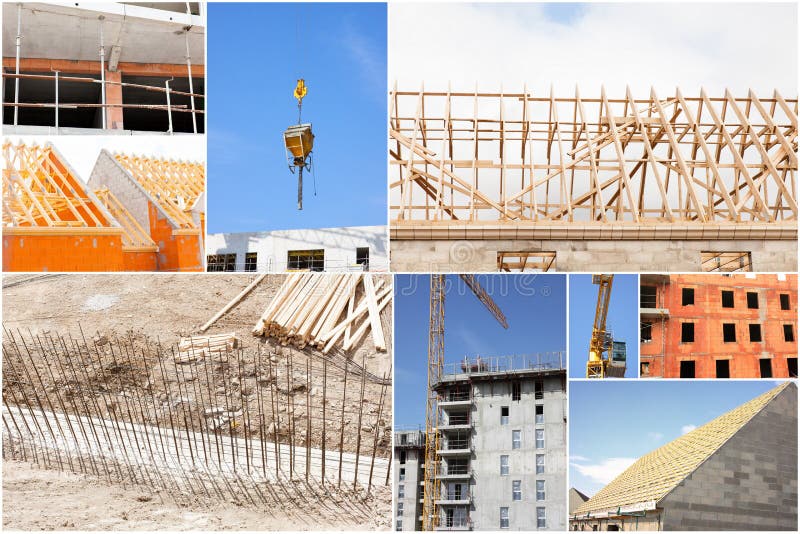Collage of Photos of the Industry of Construction Stock Photo - Image ...