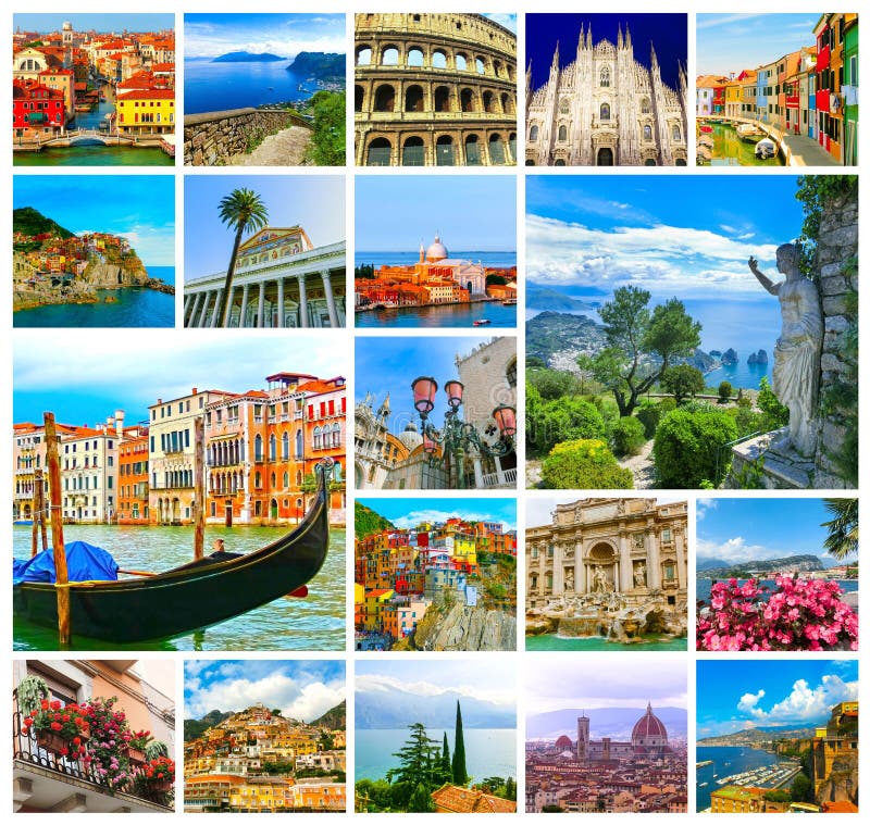 Collage From Photos Of Italy Stock Photo - Image of city, lido: 95328342