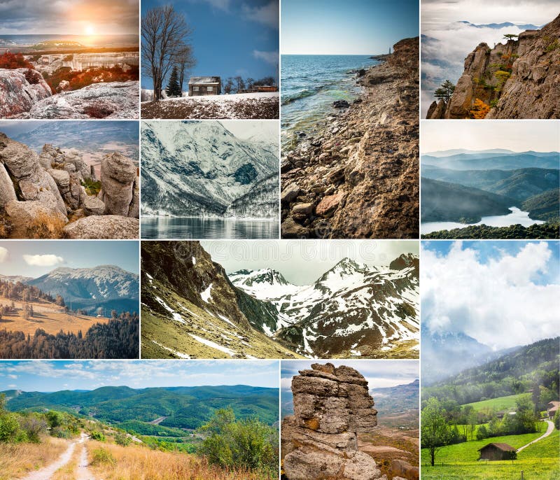 Collage of Photos Mountain Scenery Stock Image - Image of scenery ...