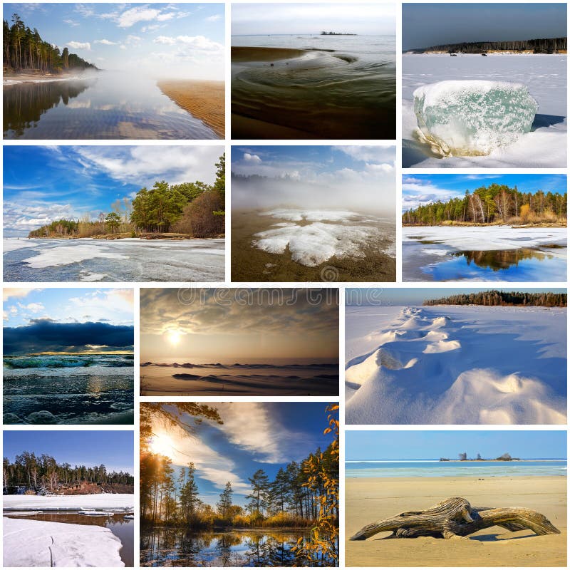 Collage with Photos of the Siberian River Ob Stock Photo - Image of ...