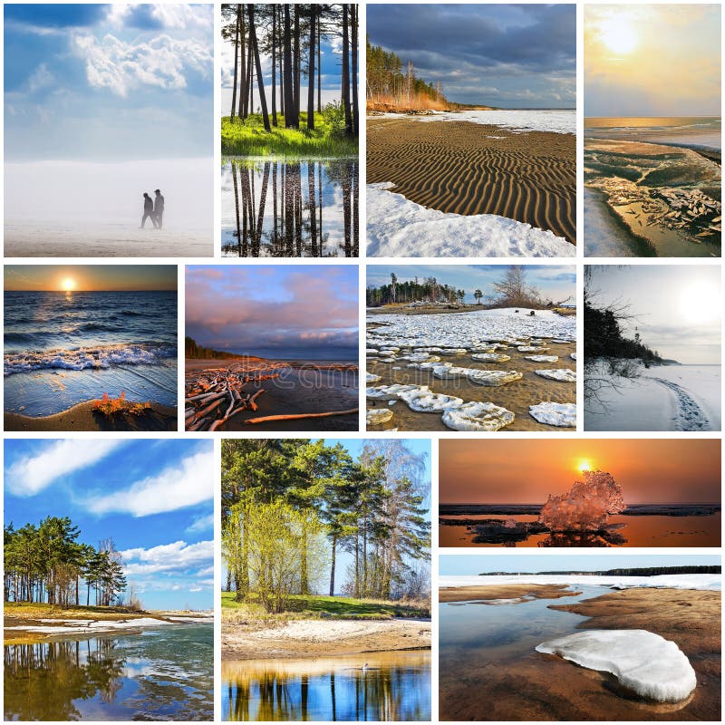 Collage with Photos of the Siberian River Ob Stock Photo - Image of ...