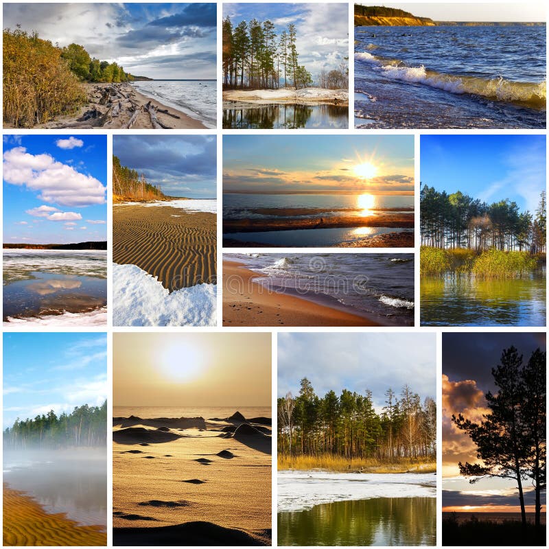 Collage with Photos of the Siberian River Ob Stock Image - Image of ...