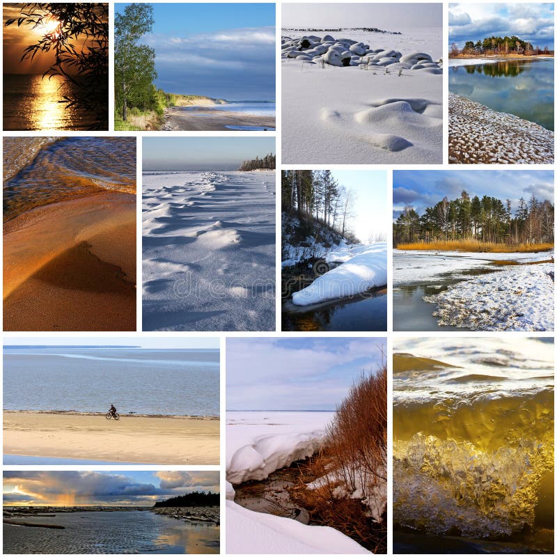 Collage with Photos of the Siberian River Ob Stock Image - Image of ...