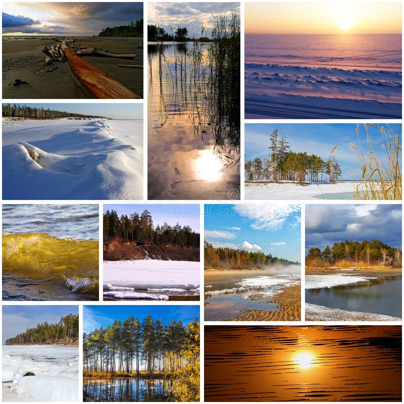 Collage with Photos of the Siberian River Ob Stock Photo - Image of ...