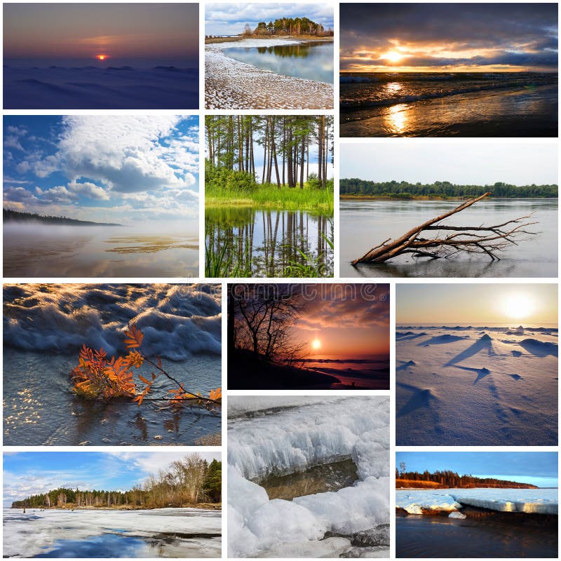 Collage with Photos of the Siberian River Ob Stock Image - Image of ...