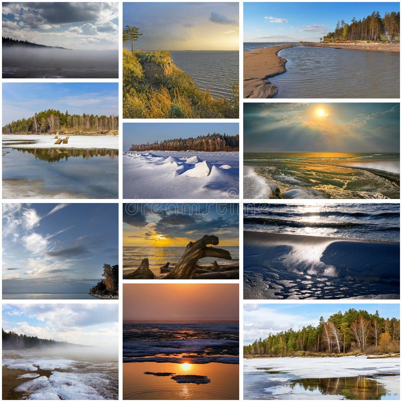 Collage with Photos of the Siberian River Ob Stock Image - Image of ...