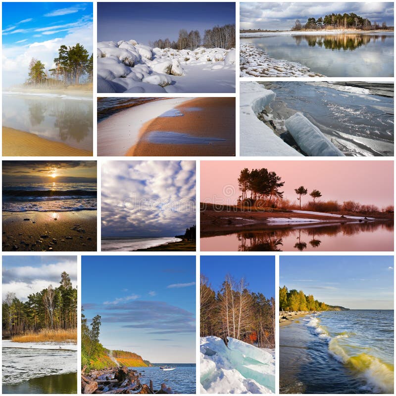 Collage with Photos of the Siberian River Ob Stock Photo - Image of ...