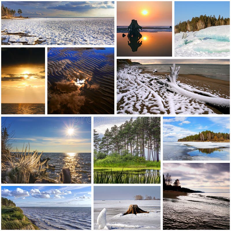 Collage with Photos of the Siberian River Ob Stock Photo - Image of ...