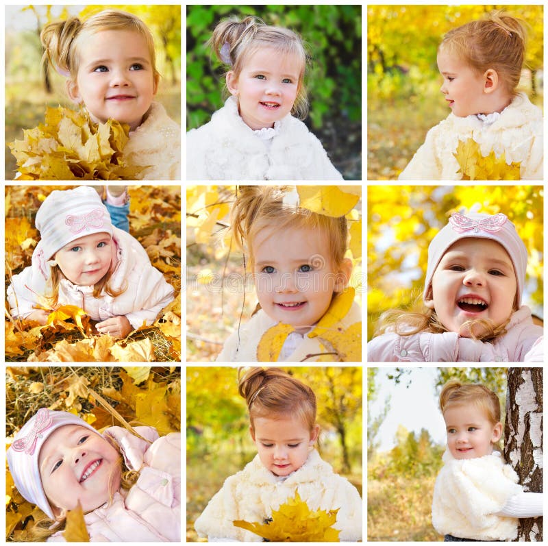 Collage of Photos of Smiling Little Girl Stock Photo - Image of ...