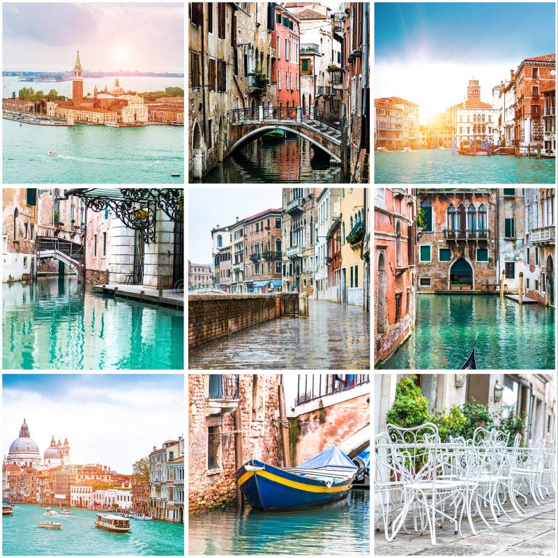 Collage of Photos from Venice Stock Image - Image of landscape ...
