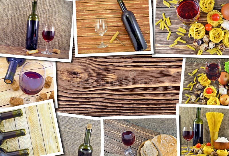 Collage of photos of wines stock image. Image of glass - 66080919