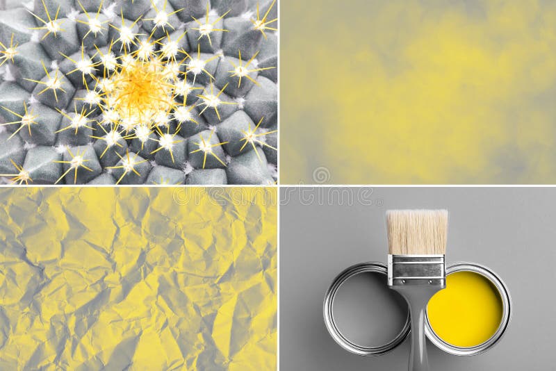 Collage with Photos in Yellow and Gray Colors Stock Image - Image of ...