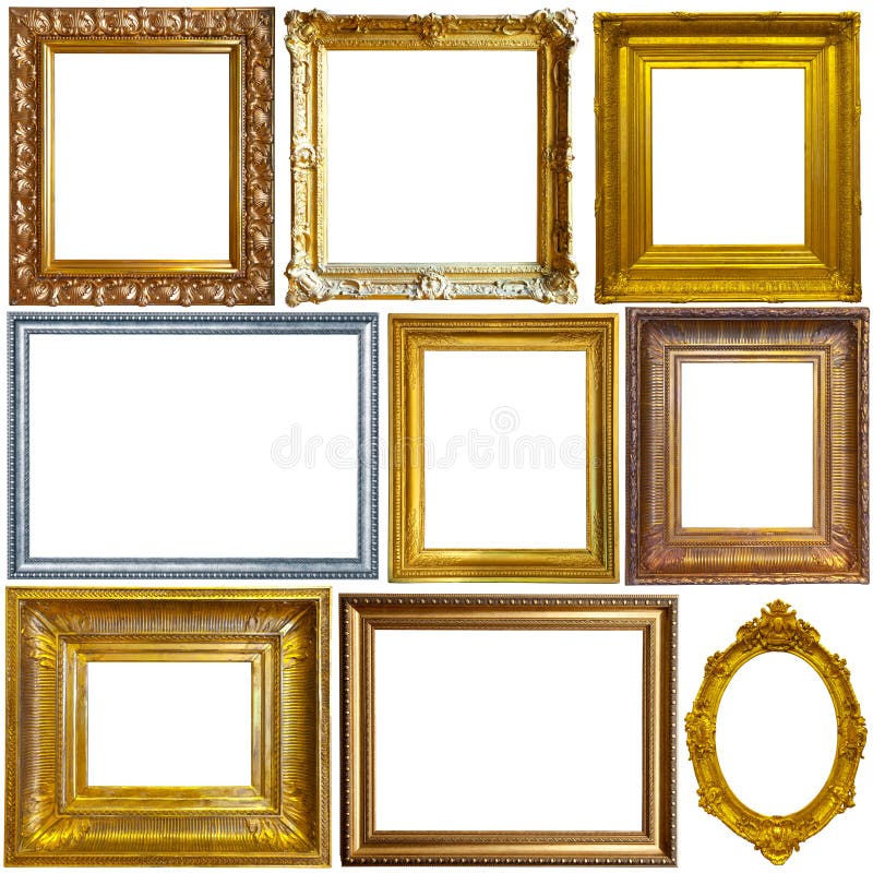 Collage of Picture Frames Isolated on White Stock Photo - Image of ...