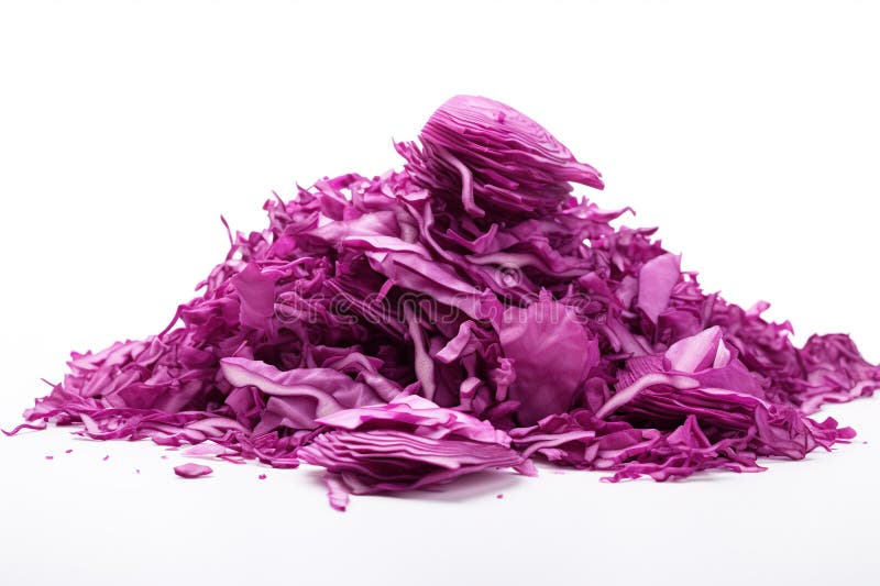 Collage with Piles of Shredded Fresh Red Cabbage on White Background ...