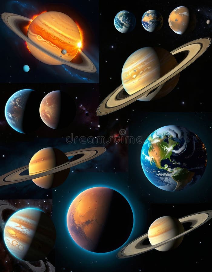 Collage of Planetary Bodies Stock Image - Image of space, exoplanets ...