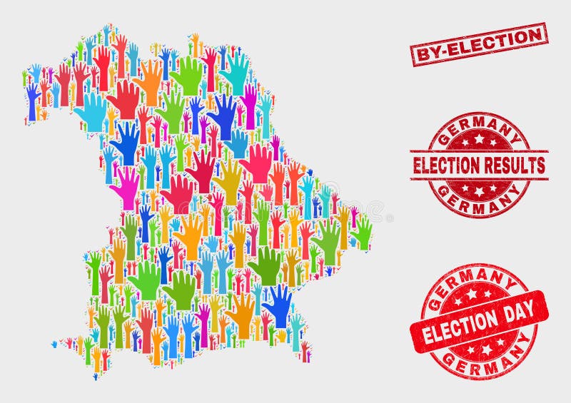 Collage of Poll Germany Map and Scratched by-Election Stamp Stock ...